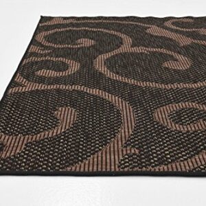 Unique Loom Outdoor Botanical Collection Area Rug - Vine (5' 1" x 8' Rectangle, Chocolate Brown/ Black)