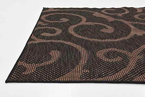 Unique Loom Outdoor Botanical Collection Area Rug - Vine (5' 1" x 8' Rectangle, Chocolate Brown/ Black)