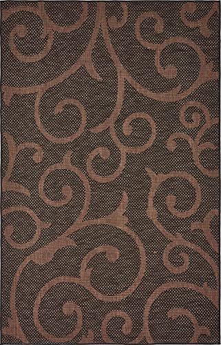 Unique Loom Outdoor Botanical Collection Area Rug - Vine (5' 1" x 8' Rectangle, Chocolate Brown/ Black)