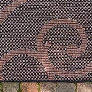 Unique Loom Outdoor Botanical Collection Area Rug - Vine (5' 1" x 8' Rectangle, Chocolate Brown/ Black)