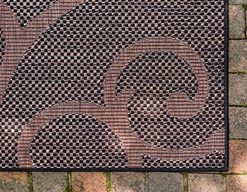 Unique Loom Outdoor Botanical Collection Area Rug - Vine (5' 1" x 8' Rectangle, Chocolate Brown/ Black)