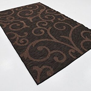 Unique Loom Outdoor Botanical Collection Area Rug - Vine (5' 1" x 8' Rectangle, Chocolate Brown/ Black)