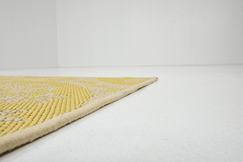 Unique Loom Outdoor Botanical Collection Area Rug - Medallion (4' 1" x 6' 1" Rectangle, Yellow/ Beige)