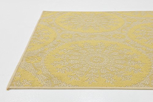 Unique Loom Outdoor Botanical Collection Area Rug - Medallion (4' 1" x 6' 1" Rectangle, Yellow/ Beige)