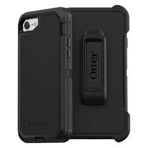 otterbox iphone se 3rd & 2nd gen, iphone 8 & iphone 7 (not compatible with plus sized models) defender series case - black, rugged & durable, with port protection, includes holster clip kickstand