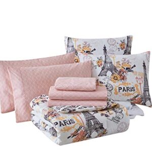 Geneva Home Fashion Avondale Manor 8-Piece Cherie Comforter Set Queen, Coral