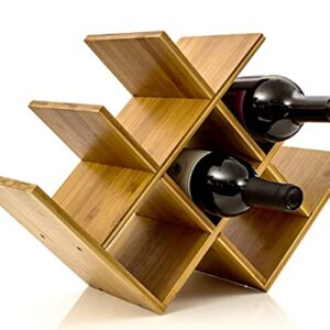 Wine Rack Wine Holder Wine Storage 8 Bottle Rack Horizontal Storage Compact Design Made of Organic Bamboo by Intriom Bamboo Collection