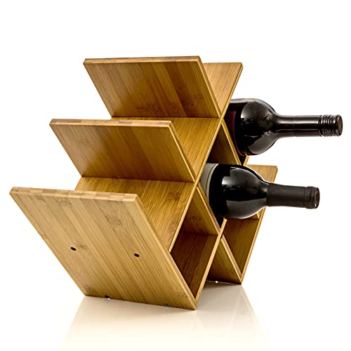 Wine Rack Wine Holder Wine Storage 8 Bottle Rack Horizontal Storage Compact Design Made of Organic Bamboo by Intriom Bamboo Collection