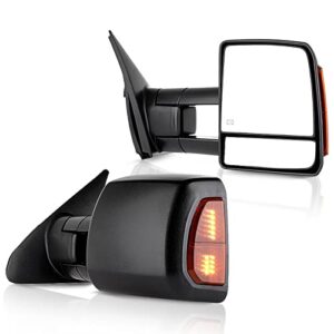 eccpp passenger left driver right tow mirrors pair set side led signal power heated manual telescoping black towing mirrors replaceme fit 2007-2016 for toyota for tundra (pair set) (a pair)