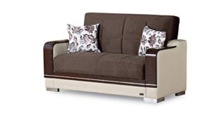 beyan texas 2015 collection convertible upholstered loveseat with storage space includes 2 pillows, light brown