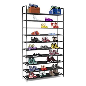 halter entryway standing shoe rack, black, 10 tier