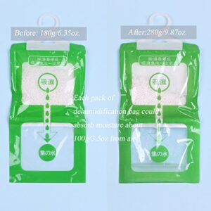 Eanjia 5 Pack Kitchen Bathroom Wardrobe Hanging Hygroscopic Desiccant Bag, Dehumidification Process Could be Witness