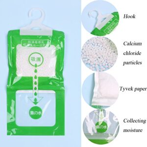 Eanjia 5 Pack Kitchen Bathroom Wardrobe Hanging Hygroscopic Desiccant Bag, Dehumidification Process Could be Witness