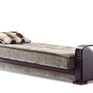 BEYAN Rochester Collection Convertible Folding Sofa Sleeper Bed with Storage Space, Includes 2 Pillows, Brown