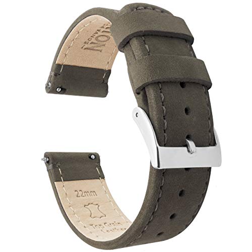 BARTON WATCH BANDS Quick Release Top Grain Leather Watch Band Strap, Espresso Leather/Espresso Stitching, 20mm