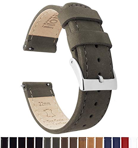 BARTON WATCH BANDS Quick Release Top Grain Leather Watch Band Strap, Espresso Leather/Espresso Stitching, 20mm