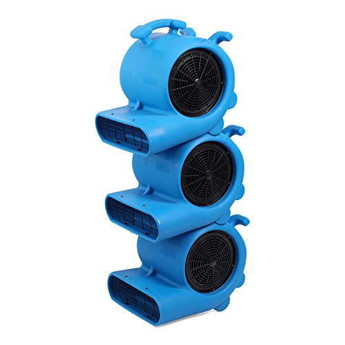 MOUNTO 3-Speed 3/4HP 3000CFM Air Mover Floor Carpet Dryers (Blue)