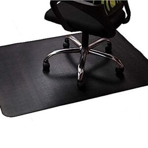 Office Rolling Chair Mat for Hardwood and Tile Floor, Black, Anti-Slip, Non-Curve, Chair Mat Best for Under the Computer Desk , 47 x 35 Rectangular Non-Toxic Plastic Protector, Not for Carpet