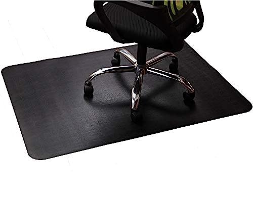 Office Rolling Chair Mat for Hardwood and Tile Floor, Black, Anti-Slip, Non-Curve, Chair Mat Best for Under the Computer Desk , 47 x 35 Rectangular Non-Toxic Plastic Protector, Not for Carpet