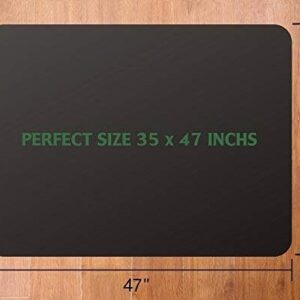 Office Rolling Chair Mat for Hardwood and Tile Floor, Black, Anti-Slip, Non-Curve, Chair Mat Best for Under the Computer Desk , 47 x 35 Rectangular Non-Toxic Plastic Protector, Not for Carpet