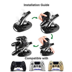 PS4 Controller Charger, PS4 Pro/Playstation 4 / PS4 / PS4 Slim Controller Charger Charging Docking Station Stand.Dual USB Fast Charging Station & LED Indicator for PS4 Controller-Black