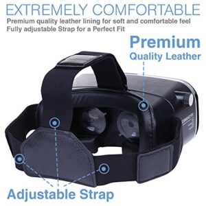 [Updated & Fixed] VR Headset Game System - High Definition Virtual Reality 3D Glasses for Kids and Adults - Optical Lens, Adjustable Strap - Compatible with iPhone and Android (3.5" to 6.5")