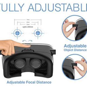 [Updated & Fixed] VR Headset Game System - High Definition Virtual Reality 3D Glasses for Kids and Adults - Optical Lens, Adjustable Strap - Compatible with iPhone and Android (3.5" to 6.5")