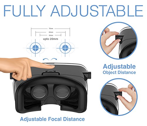 [Updated & Fixed] VR Headset Game System - High Definition Virtual Reality 3D Glasses for Kids and Adults - Optical Lens, Adjustable Strap - Compatible with iPhone and Android (3.5" to 6.5")