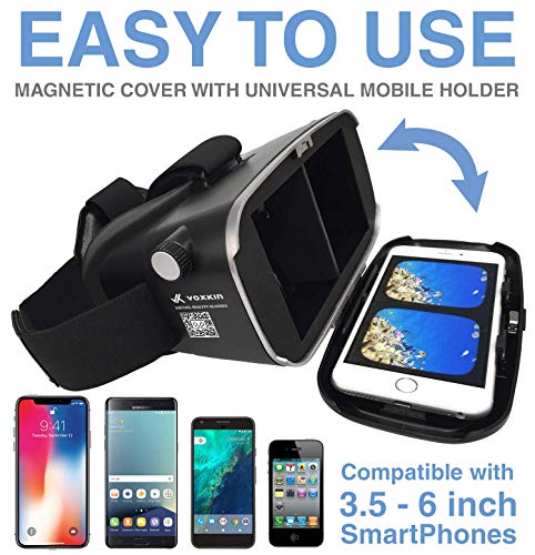 [Updated & Fixed] VR Headset Game System - High Definition Virtual Reality 3D Glasses for Kids and Adults - Optical Lens, Adjustable Strap - Compatible with iPhone and Android (3.5" to 6.5")