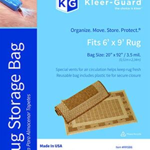 Kleer-Guard 6'x9' Rug Bag W/Plastic Tie for Secure Closure. 20”x92”, 4.5 MIL. for Temporary Moving or Storage