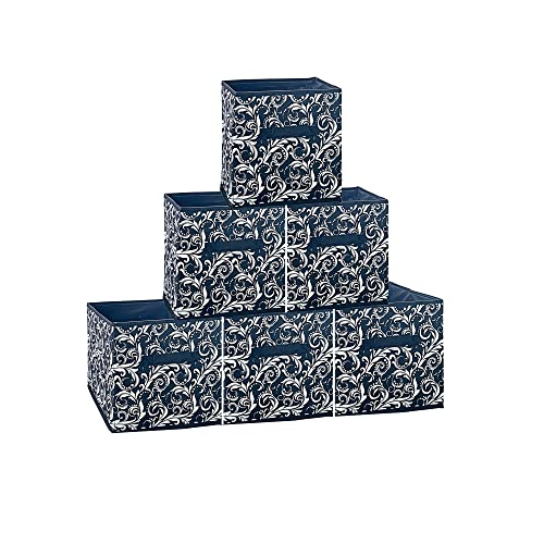 Shonpy Home Storage Box Household Organizer Fabric Cube Bins Basket Container, 6 packs, Black Flower