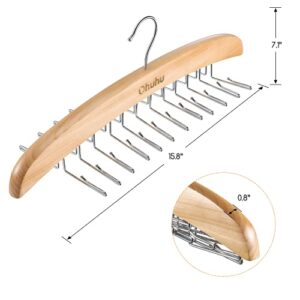 Ohuhu Tie Rack Hanger for Closet, Wooden Tie Holder Organizer Necktie Storage with 24 Folding Hooks, 360 Degree Rotating Tie Rack for Men Ties Belts Scarves Tank Tops Accessories, 1 Pack