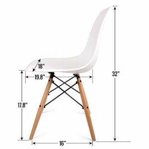 UrbanMod Mid Century Style Easy Assemble’ Modern DSW ErgoFlex ABS Plastic and ‘One Wipe Wonder’ Comfortable White Dining Chairs Meets 5-Star, Set of 2 (Natural)