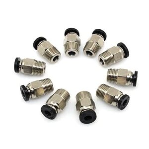 witbot pc4-m10 male straight pneumatic ptfe tube push in quick fitting connector for e3d-v6 long-distance bowden extruder 3d printer (pack of 10pcs)