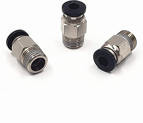 Witbot PC4-M10 Male Straight Pneumatic PTFE Tube Push In Quick Fitting Connector for E3D-V6 Long-Distance Bowden Extruder 3D Printer (Pack of 10pcs)