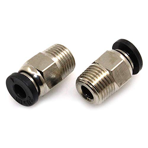 Witbot PC4-M10 Male Straight Pneumatic PTFE Tube Push In Quick Fitting Connector for E3D-V6 Long-Distance Bowden Extruder 3D Printer (Pack of 10pcs)