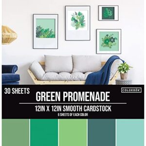 colorbok 73477b smooth cardstock paper pad green promenade, 12" x 12"