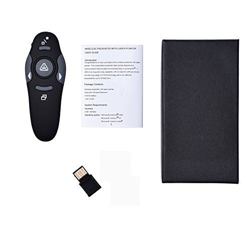 2.4 GHz USB Wireless Presenter Remote Control Laser Pointer Pen Red RF PowerPoint Clicker PPT Controller Presentation for Meeting Teaching Speech