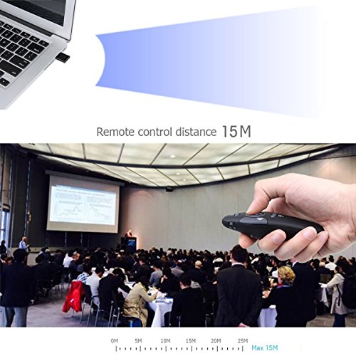 2.4 GHz USB Wireless Presenter Remote Control Laser Pointer Pen Red RF PowerPoint Clicker PPT Controller Presentation for Meeting Teaching Speech