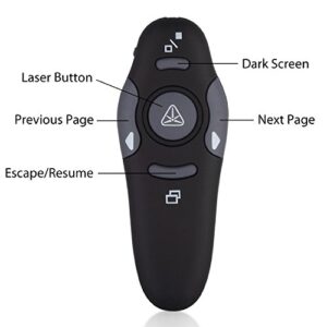 2.4 GHz USB Wireless Presenter Remote Control Laser Pointer Pen Red RF PowerPoint Clicker PPT Controller Presentation for Meeting Teaching Speech