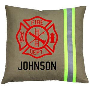 fully involved stitching firefighter personalized tan maltese cross pillow