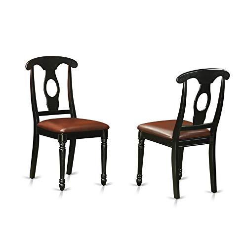 East West Furniture ANKE5-BLK-LC 5 Piece Kitchen Table & Chairs Set Includes a Round Table with Pedestal and 4 Faux Leather Dining Room Chairs, 36x36 Inch, Black & Cherry