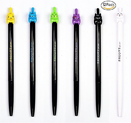 HIPGCC Cute Pens Kawaii Pen Cute Cat Pens 0.5 mm Gel Pens Black Ball Point Pens for School Office Supplies…