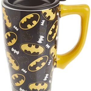 Spoontiques - Ceramic Travel Mugs - Batman Logo Cup - Hot or Cold Beverages - Gift for Coffee Lovers