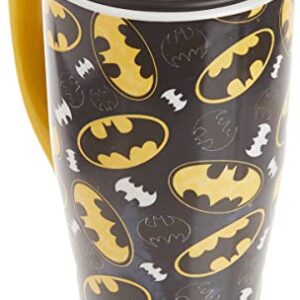 Spoontiques - Ceramic Travel Mugs - Batman Logo Cup - Hot or Cold Beverages - Gift for Coffee Lovers