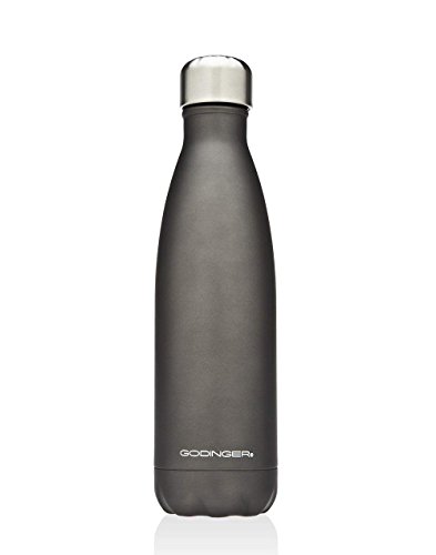 Godinger Silver Art 17 Oz. Vacuum-insulated Titanium Color Hot/cold Beverage Bottle Drink Water Thermos