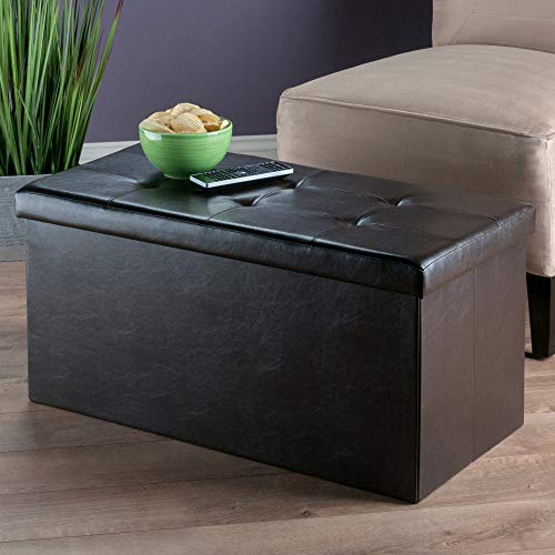 Winsome Furniture piece Ashford Ottoman with Storage Faux Leather, Espresso