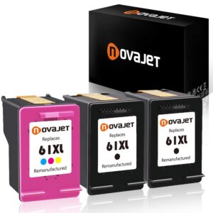 novajet 3 pack remanufactured ink cartridge replacement for hp 61xl 61 xl (2 black 1 tricolor) used in officejet 4630 4632 4635 deskjet 1010 2549 2540 2542 3050 envy 5530 4500 5530 4501