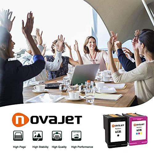 Novajet Remanufactured Ink Cartridge for HP 63XL 63 XL Compatible with Envy 4520 4512 4516 Officeje 3830 3833 4655 Deskjet 1112 2130 3630 3633 3634 High Yield (1 Black 1 Tri-Color)