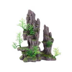 saim aquarium decorations - mountain view stone ornament artificial tree rock cave mountain landscape fish tank decoration